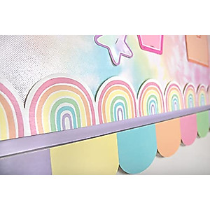 Teacher Created Resources Pastel Pop Rainbows Die-Cut Rolled Border Trim - 50ft - Decorate Bulletin Boards, Walls, Desks, Windows, Doors, Lockers, Schools, Classrooms, Homeschool & Offices