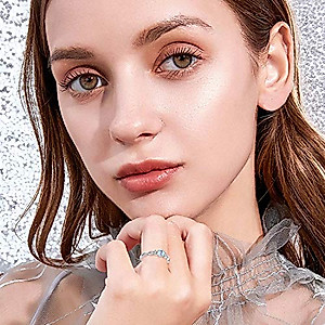 Cuoka Moonstone Ring 925 Sterling Silver Rainbow Moonstone Infinity Ring for Women Promise Rings Moonstone Jewellery for Engagement Anniversary Wedding Rings (Moonstone, 7)