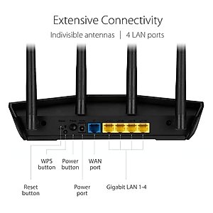 ASUS RT-AX1800S Dual Band WiFi 6 Extendable Router, Subscription-Free Network Security, Parental Control, Built-in VPN, AiMesh Compatible, Gaming & Streaming, Smart Home