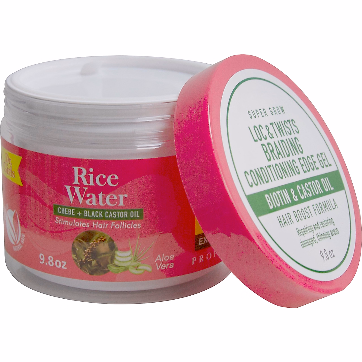 Dr Girls Locs & Twists Braiding Conditioning Edge Gel/Chebe and Black Castor Oil/ 9.8oz/ 48 Hours Hold