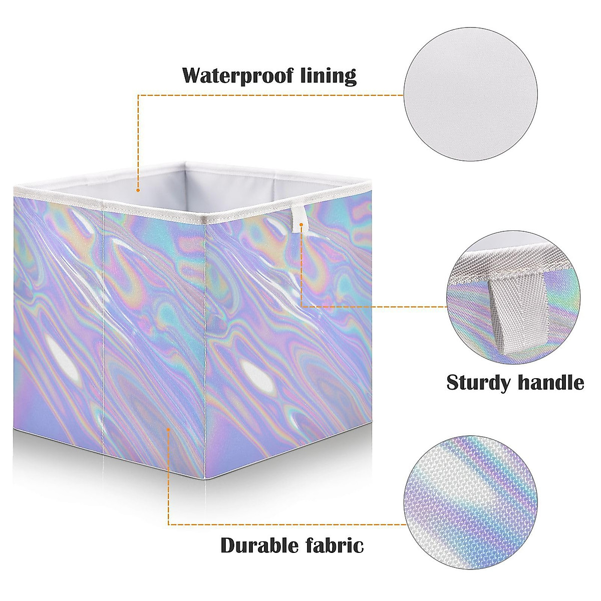 Kigai Iridescent Bow Storage Box, Foldable Storage Bins, Decorative Closet Organizer Storage Boxes for Home