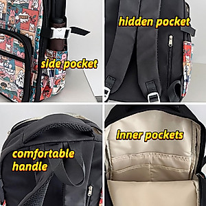 VTTDB Kawaii Backpack with Cute Accessories Large Travel Rucksack Casual Aesthetic Pattern Daypack Laptop Bag for Women Men (black)