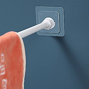 Kakalote 2Pcs Adhesive Shower Curtain Rod Holders,Durable ABS Shower Rod Mount Retainer for Wall No Drilling,Stick On Tension Rod Wall Mount Holder,Easy to Install,Bathroom Accessories(Clear)