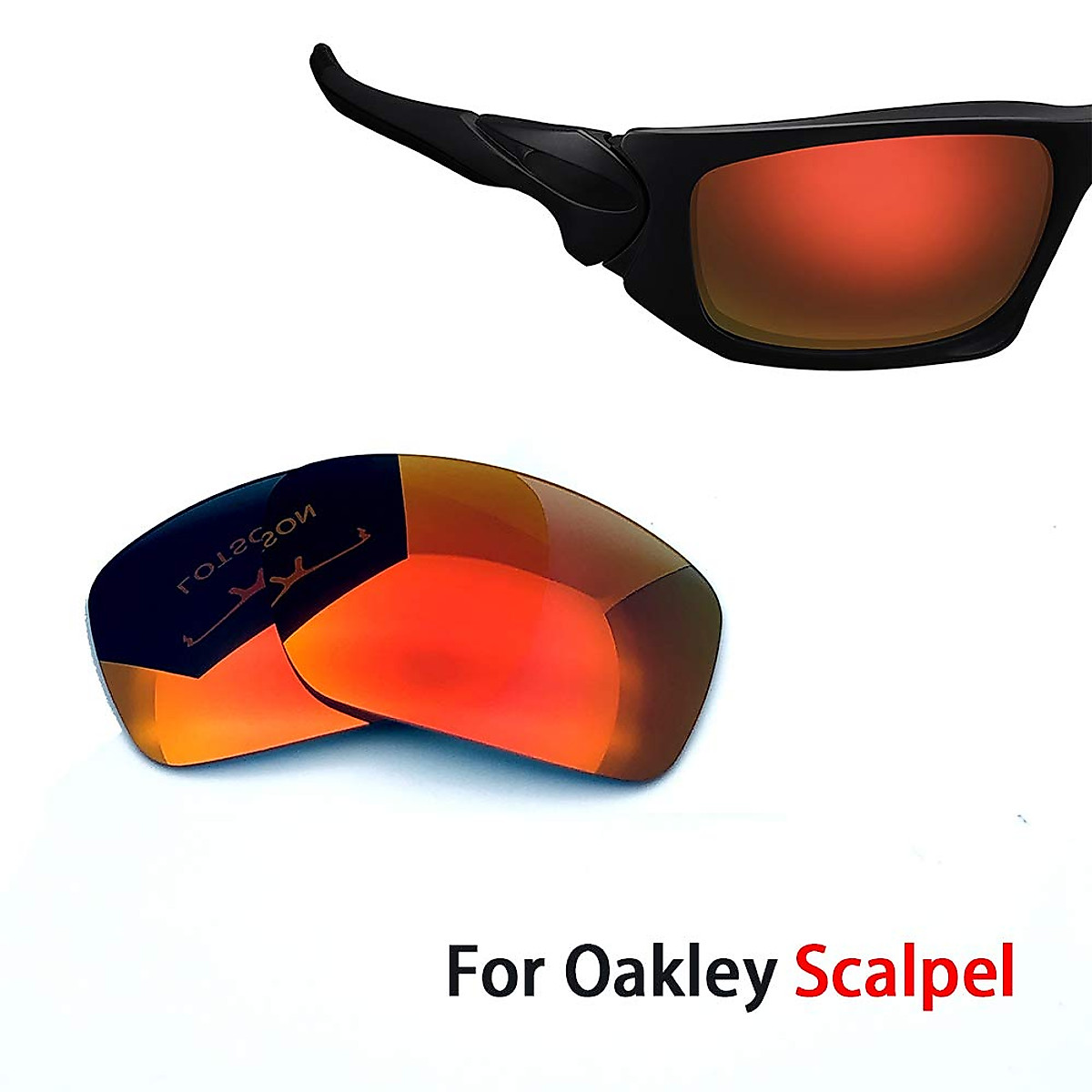 LOTSON Replacement for Fire Red Polarized Lenses Oakley Scalpel Sunglasses
