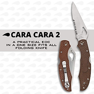 Spyderco Byrd Cara Cara 2 Lightweight Knife with 3.75" Stainless Steel Blade and Brown Non-Slip FRN Handle - CombinationEdge - BY03PSBN2