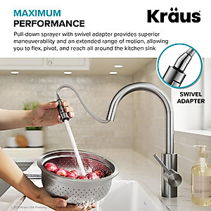 KRAUS Oletto™ Spot Free Stainless Steel Finish Dual Function Pull-Down Kitchen Faucet, KPF-2620SFS (Pack of 4)