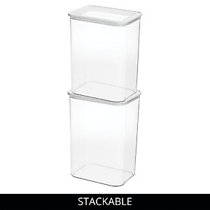 iDesign Recycled Plastic 18.2-Cup Stackable Kitchen and Pantry Storage Canister, Clear/White