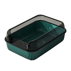 Qianly Cat Litter Box,Cat Toilet,Detachable, Anti Splash,Easy to Clean, Stain Resistant Scatter Shield Kitty Litter Pan Cat Litter Tray Kitty, Green