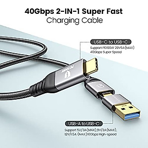 GiGimundo 100W 5A Charging USB 4 Cable 5 ft, Thunderbolt 3/4 Compatible, 40Gbps Data Transfer, 8K 60Hz Video Output, USB C/A to USB C Cable, for Laptop, MacBooks, iPad Pro, Phones, Docking