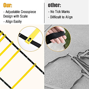 PACEARTH Agility Ladder - 12 Rung 20ft Agility Speed and Balance Training Ladder for Soccer Basketball Boxing Softball Footwork Sports Agility Training with Scale and Carry Bag