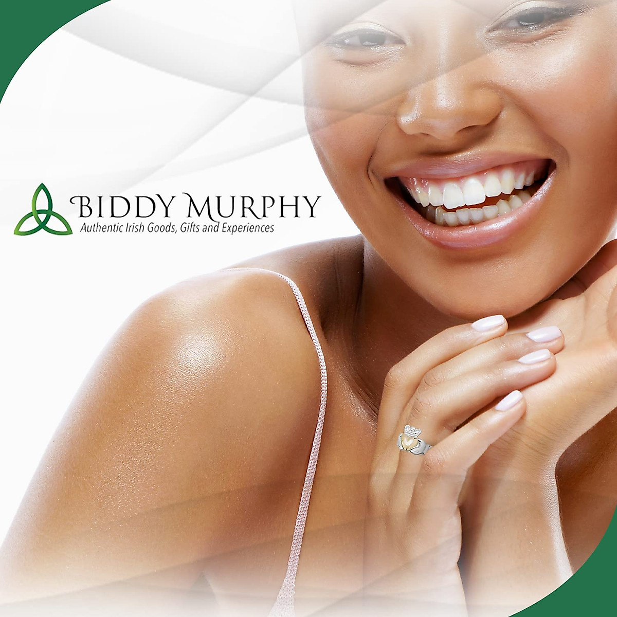 Biddy Murphy Women's Irish Claddagh Ring, 925 Sterling Silver & 10k Gold, Imported Celtic Jewelry, Size 6