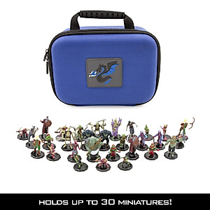 CASEMATIX Miniature Storage Hard Shell Figure Case - 30 Slot Figurine Minature Carrying Case with Adjustable Strap and Accessory Storage Compatible with Warhammer 40k, DnD and More!