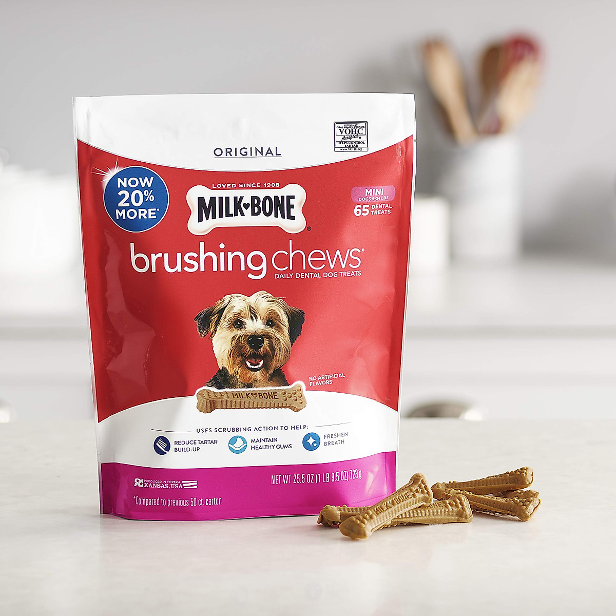 Milk-Bone Brushing Chews Daily Dental Dog Treats, Mini, 65 Count