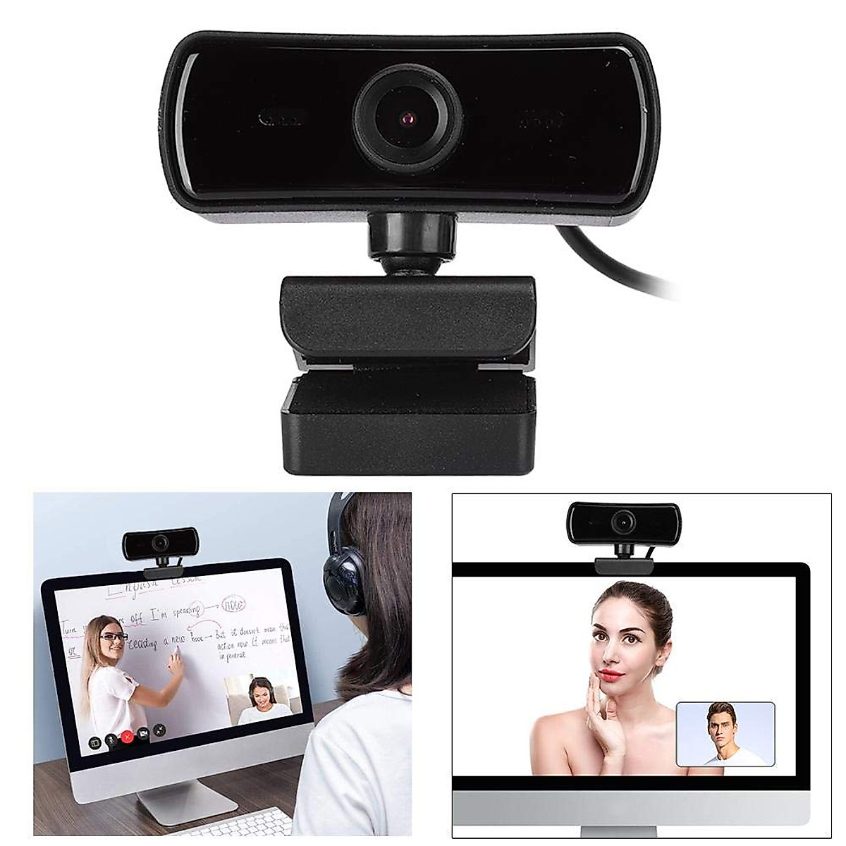 Camera,Webcam USB Camera Builtin Microphone Computer Accessory Auto Focusing 4K 2560 x 1440 Resolution HD Lens for Live Broadcast Video Conference(Black)