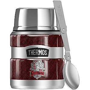 Harry Potter Gryffindor House Crest THERMOS STAINLESS KING Stainless Steel Food Jar with Folding Spoon, Vacuum insulated & Double Wall, 16oz