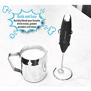Elementi Milk Frother Wand & Matcha Mixer, Mini Electric Whisk for Coffee - Frother for Coffee - Milk Frother Handheld - Coffee Stirrers Electric Matcha Frother & Hand Whisk (Black)