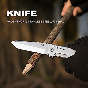 Roxon S501 Folding Pocket Knife and Scissors 2 in 1 Must-have at Home EDC Multi tool with Belt Clip, Perfect for Housework, Rescue, Hunting, Survival, Fishing, Hiking, Camping