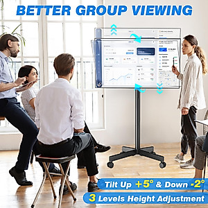 Mobile TV Cart Rolling Floor Stand for 23-60 Inch LCD LED OLED 4K Smart TVs up to 88 lbs, Height Adjustable Outdoor Metal Trolley Stand with Locking Wheels and Tilt Mount for Home Office Portable Use