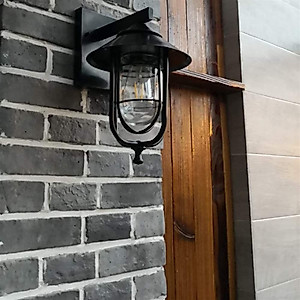 Zziyj Terrace Balcony Exterior Bracket Lamp Sconces Mediterranean Glass Wall Light for Outdoor Garden Home Decoration E27 Door Post Lantern