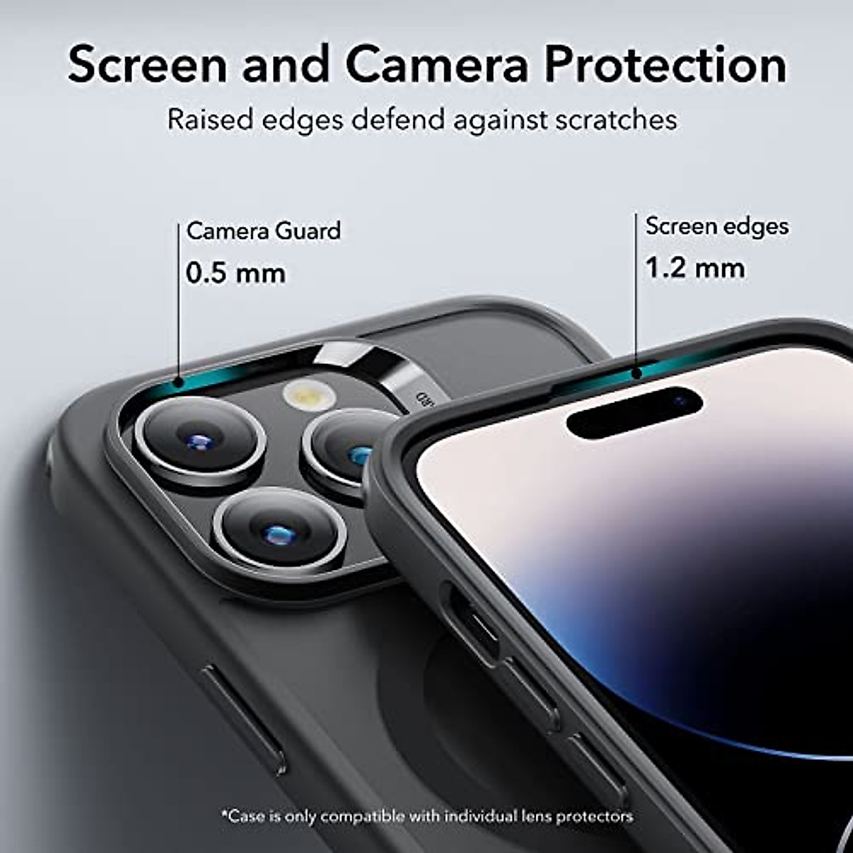 ESR for iPhone 14 Pro Case, Compatible with MagSafe, Shockproof Military-Grade Protection, Yellowing Resistant, Magnetic Phone Case for iPhone 14 Pro, Classic Hybrid Case (HaloLock), Frosted Black