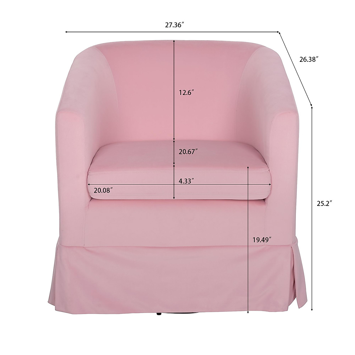 Opoiar Swivel Accent Chair Armchair, Round Barrel Chairs,360°Modern Single Sofa Chair with Flannelette Fabric,Modern Armchair Arm Chair for Nursery Bedroom Office Hotel,Pink