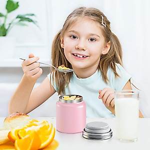 MZLMZL Insulated Food Jars,10oz Insulated Food Container,Soup Termoses Para Comida Caliente,Wide Mouth Design Food Jars Hot or Cold Meals Lunch Box (10oz-Pink)