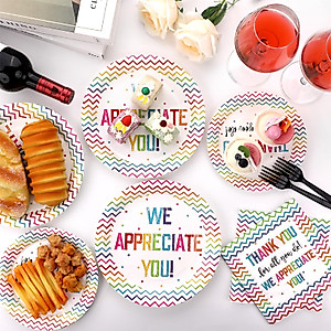 Thank You Party Plates Napkins We Appreciate You Tableware Teacher Appreciation Dinnerware Be Thankful to Teacher Doctor Staff Disposable Plates Fork for Congratulations Graduate Party Supply Serve 24