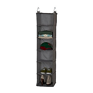 Household Essentials 66412 6 Shelf Hanging Closet Organizer, Grey Linen