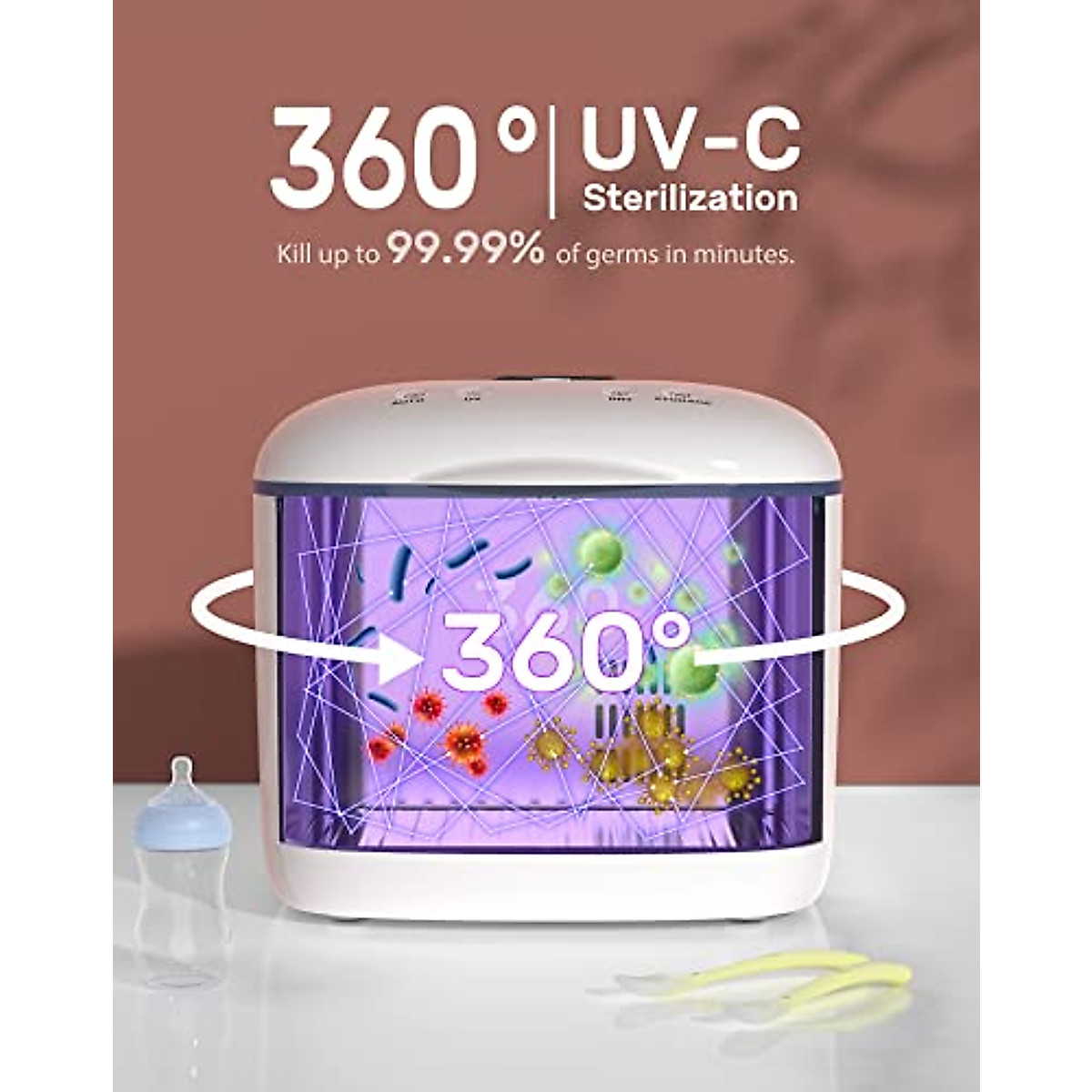 GROWNSY UV Light Sanitizer, 4-in-1 Bottle Sterilizer and Dryer Household Sterilizer for Baby Bottle/Toys/Clothes/Cup/Toothbrush/Beauty Tools/Tableware/Phone
