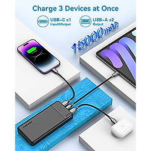 AsperX PD 22.5W [ Faster Charging ] 15000mAh Portable Charger, [ USB C Out & in] Slim Power Bank, External Battery Pack Cell Phone Charger for iPhone 14/13 Samsung AirPods and More