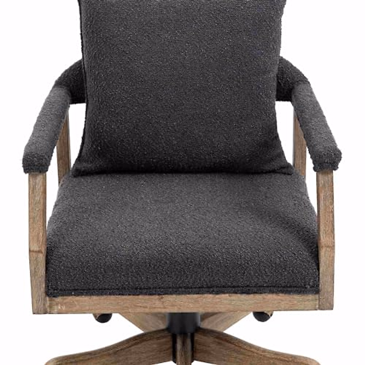 FRITHJILL Swivel Home Office Chair with Adjustable Seat Height and Boucle Fabric Seat, Ergonomic Study Chair with Wheels, Black