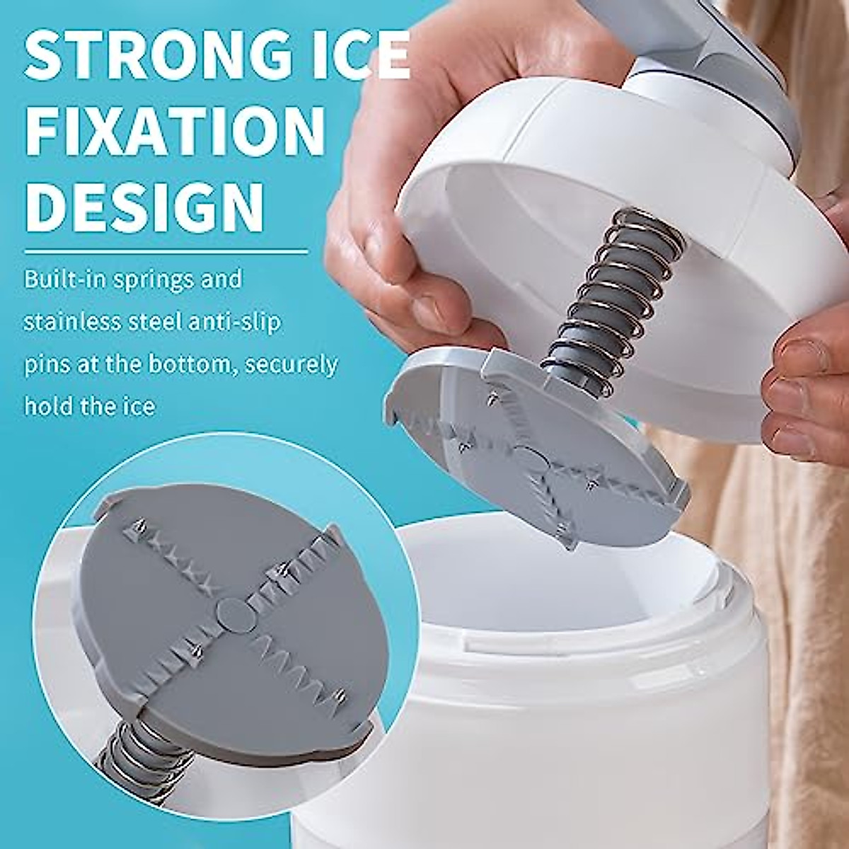 Yanpoake Manual Ice Shaver Snow Cone Machine Portable Shaved Crushed Ice Maker Crusher with 2 Free Ice Cube Tray & Ice Shovel for Home Outdoors Use