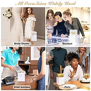 16 Pack Small Gift Bags with Handles & Tissue Paper, White Mini Gift Bags Bulk, Party Favors Bags for Birthday, Wedding, Bridal, Baby Shower, Goodie, Mother's Day, Graduation (4.5” x4” x2.75”)