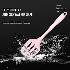 Silicone Cooking Utensils Set - 446°F Heat Resistant Kitchen Utensils,Turner Tongs,Spatula,Spoon,Brush,Whisk,Kitchen Utensil Gadgets Tools Set for Nonstick Cookware,Dishwasher Safe Pink (BPA Free)