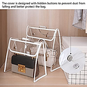 Dust Bags for Purses and Handbags with Lid Snap Hanging Hook, Transparent Dust Bag for Closet, Purse Protector Bag White L