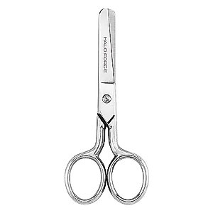 HALO FORGE Round Tip Sewing Scissors: Small Safety Sharp Tiny Fabric Scissors, 4.75 Inches Silver Stainless Steel Shears for Cutting Yarn Thread Embroidery knitting Needlework Cross Stitching