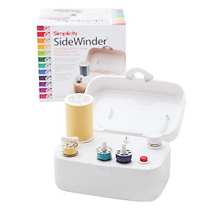 Simplicity 388175A Sidewinder Portable Automatic Bobbin Winder Machine, 120 Voltage, White
