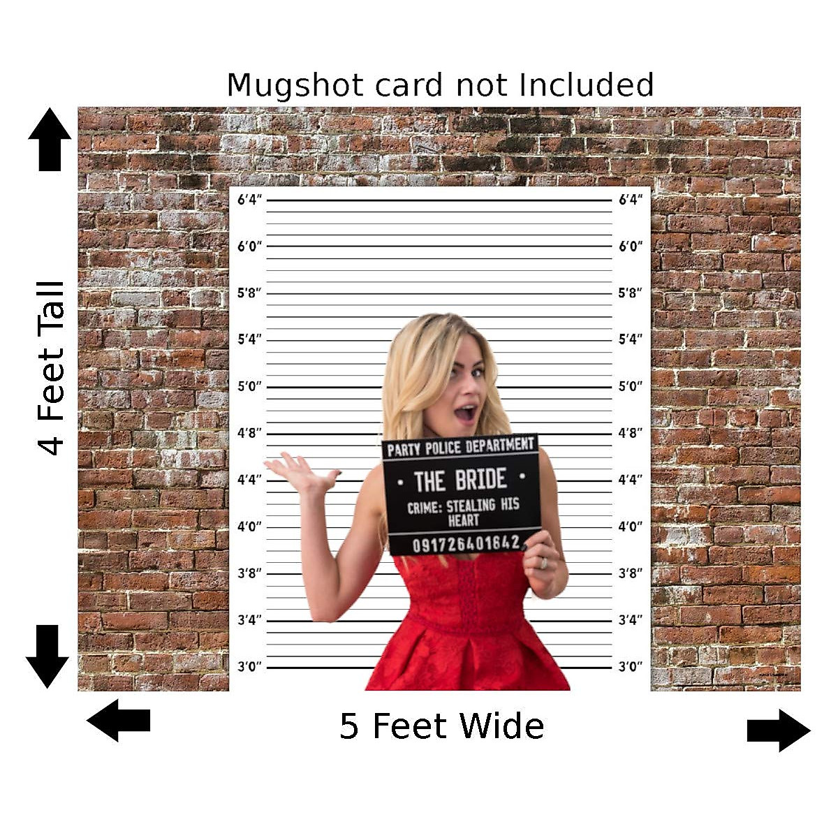 5 ft by 4 ft Cloth BrickPrint Photo Booth Backdrop Banner for Mugshot Signs! Quality Digitally Printed Image!