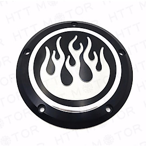 HTTMT- Road King Dyna Sportster Street Bob Black Flame Fire Derby Timer Cover Compatible with H-D FLD FLHR FLHR FLHTC FLHTCU FLSTSB FXD XL 883 Motorcycle