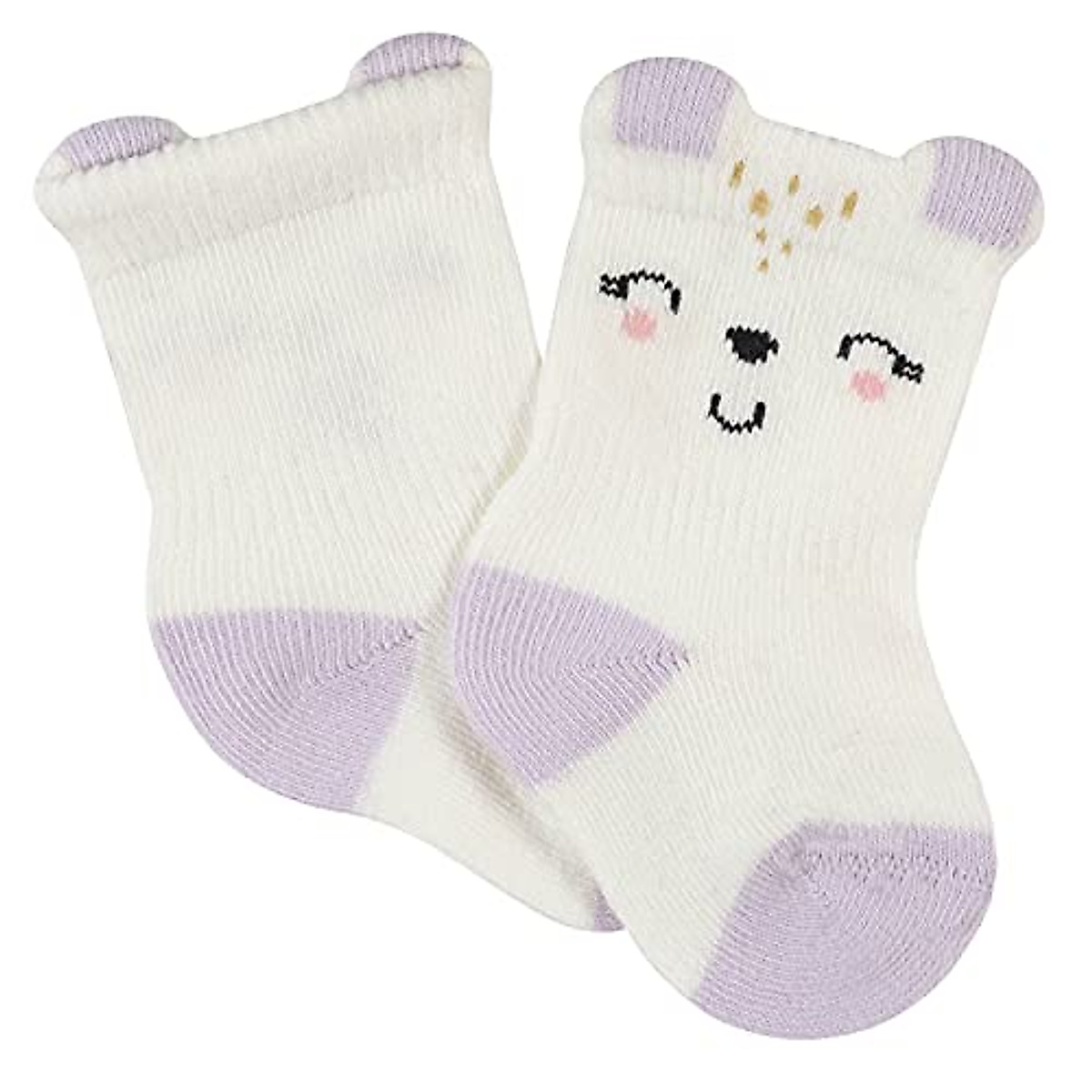 Gerber Baby 6-Pair Wiggle Proof Sock, Ballet Purple, 0-3 Months