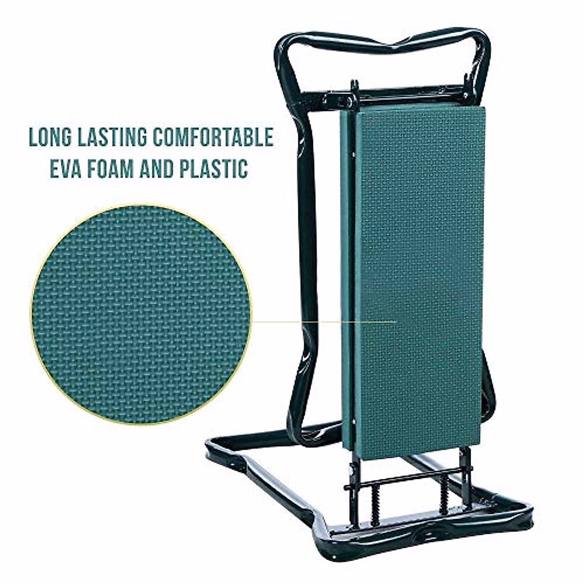 HAOJU Folding Sturdy Garden Seat with Bonus Tool Pouch and Widen Soft EVA Foam Pad, Outdoor Lawn Bench Chair/Stool for Protects Knees or Rest