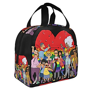 ORPJXIO Lunch Bag Bob's Anime Burgers Reusable Lunch Box Portable Insulated Lunch Tote for Outdoor Picnic Office 8.5 X 8 X 5in