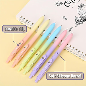 Mr. Pen- Retractable Gel Pens, 6 Pack, Gradient Color Barrels, Black Gel Pens, Fast Dry, Gel Pens Fine Point 0.5mm, Retractable Pens, Cute Pens, Gel Ink Pens, Aesthetic Pens for Journaling