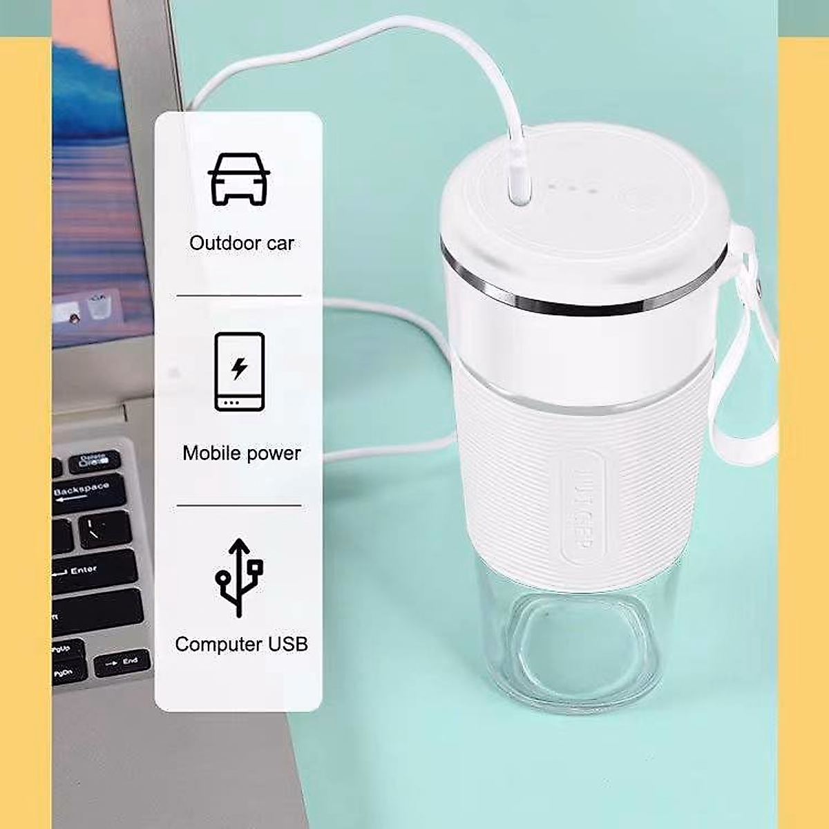 Portable Blender, Blender for Shakes and Smooties with Rechargable USB, Multifunctional Mini Blender