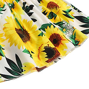 Toddler Kids Baby Girl Summer Dress Clothes Floral Ruffle Strap Dresses Backless Princess Sundress Playwear Outfits (White Sunflower, 18-24 Months)