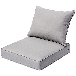 ovios Outdoor Cushion Set Patio Furniture Cushions with Removable Cover Water Resistant Fade Resistant Thick Bottom Deep Seat Cushion and Back Cushion for Sofa Chair Couch, 24 x 24 Inch, Grey