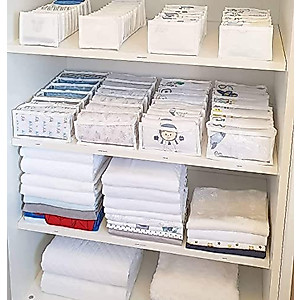 Washable Drawer Organizer Nylon Mesh Fabric Closet Organizer for Underwears Pants T-shirts (White-4pc for Underwear/Sock)