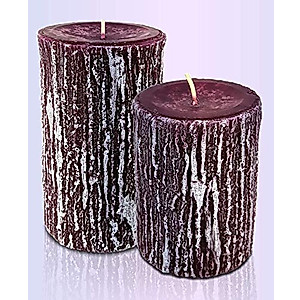 Hyoola Timberline Pillar Candles - 6 Pack - Purple Pillar Candles - European Made Rustic Pillar Candle - 3 Inch x 5 Inch