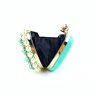YLLWH Diamond Clutch Bags for Women Pearl Beading Handbag Bling Green Rhinestone Women's Evening Bags Wedding