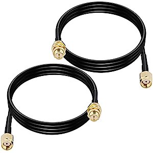 CAPChang RG174 Coaxial Cable RP SMA Antenna Extension Cable 2-Pack 6.5FTRP-SMA Male to RP-SMA Female Bulkhead Mount Connectors Low Loss Antenna Cable for WiFi Antenna WiFi Router Security IP Camera